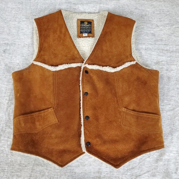 Cooper | Jackets & Coats | Vintage Brown Leather Vest Sherpa Lined By ...